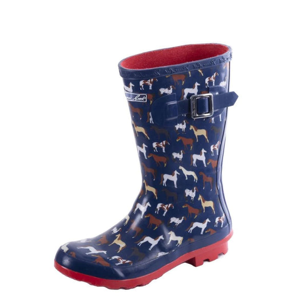 Thomas Cook Launceston Gumboot Navy/Multi Horses – Horse Torque Saddlery